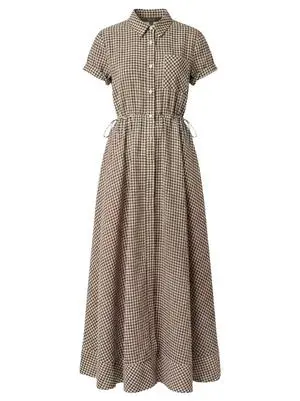 TOCCIN Maggie Linen Maxi Dress - Brown