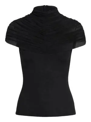 AXEL 113 Grace Mesh-panel Ruched Top - Black