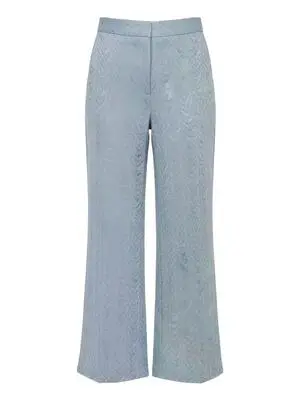 ODEEH Light Herringbone Cropped Trousers - Blue