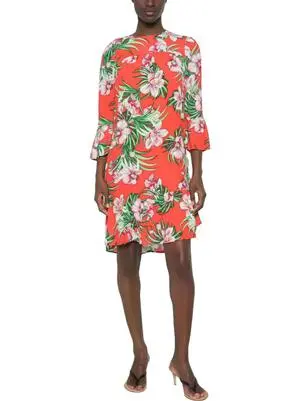 MARCO BOLOGNA Floral Print Ruffled Mini Dress - Red