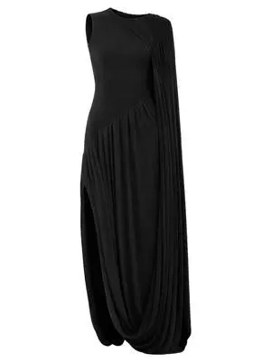 AXEL 113 AXEL 113 Valentina Draped Asymmetric Floor Length Dress Black