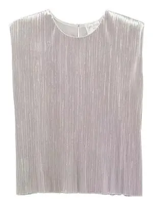 FORTE_FORTE Sleeveless Plissé Top - Silver