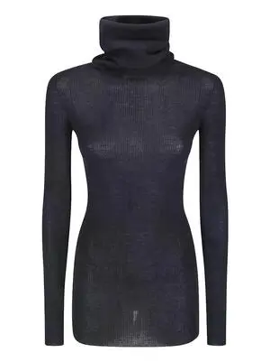 Rick Owens Ls Tube Ribbed-knit Roll-neck Sweater - Black