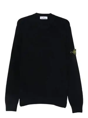 Stone Island Logo Patch Long Sleeve Sweater - Blue