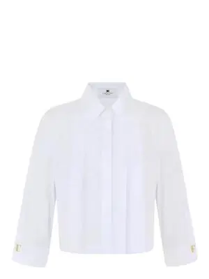 Elisabetta Franchi Cropped Pintuck Shirt - White