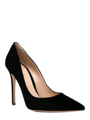 GIANVITO ROSSI Velvet Pointed-toe Stiletto Pumps - Black