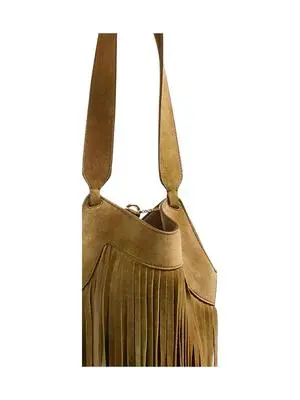 Khaite Lotus Fringe Shoulder Bag - Brown