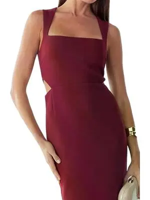 BWLDR Cut-out Square-neck Midi Dress - Red