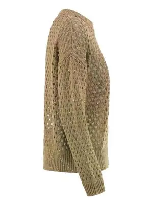 Max Mara Sequin-embellished Openwork Sweater - Neutrals