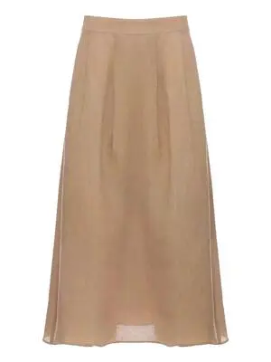 EMME Elasticated Waist Linen Midi Skirt - Neutrals