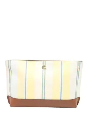 Ralph Lauren Striped Leather-trim Clutch Bag - Neutrals