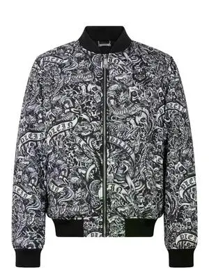 Philipp Plein All-over Tattoo Print Bomber Jacket - Black