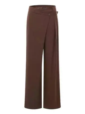 Pinko Asymmetric Waistband Pleated Trousers - Brown