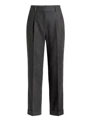 Peserico Pleated Turn-up Trousers - Grey