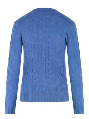 POLO RALPH LAUREN Polo Ralph Lauren Blue Cable-Knit V-Neck Sweatshirt