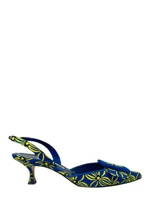 Manolo Blahnik Floral Print Slingback Pumps - Blue