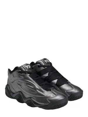 Y3 Megaball Sculptural Leather Sneakers - Silver
