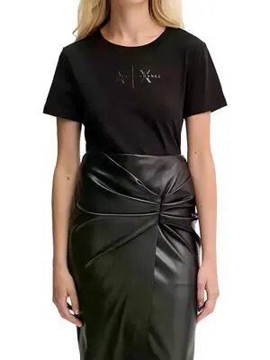 Armani Exchange Logo Print Crewneck T-shirt - Black