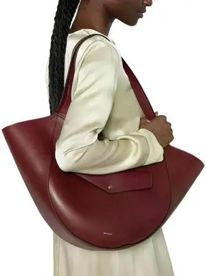 WANDLER Hortensia Slouch Leather Tote Bag - Red