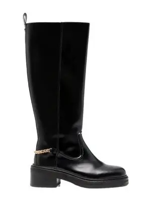 Maje Heitor Round-toe Chain-detail Boots - Black