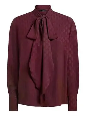 Etro Silk-blend Jacquard Shirt With Paisley Motif And Scarf Detail - Red