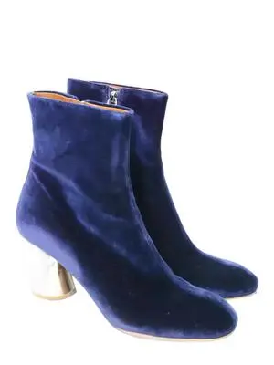 Proenza Schouler Velvet Block Heel Ankle Boots - Blue