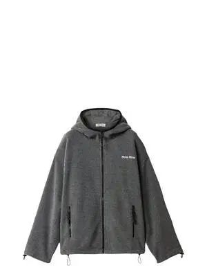 Miu Miu Fleece Zippered Hoodie Jacket - Grey