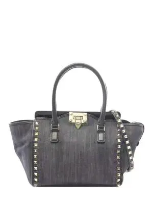 Valentino Garavani Valentino Garavani Rockstud Two-Way Denim Handbag Grey