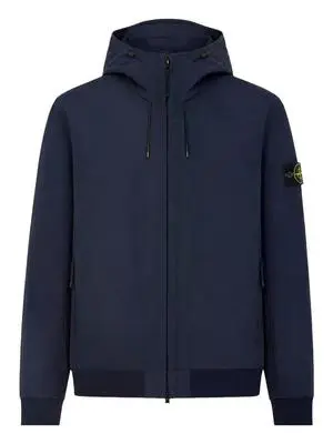 Stone Island Hooded Logo-patch Jacket - Blue