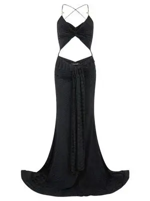 Roberto Cavalli Cut-out Snake-detail Maxi Dress - Black
