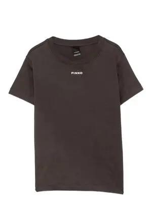 Pinko Logo Print Cotton T-shirt - Brown