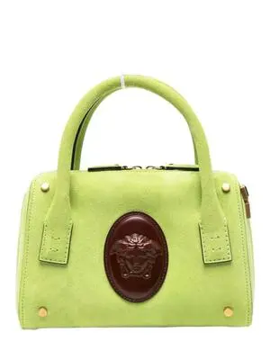 Versace Medusa Plaque Suede Tote Bag - Green