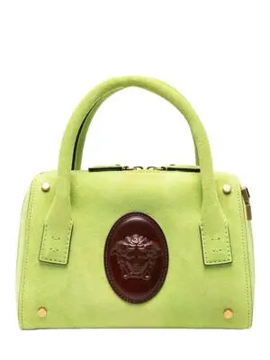 Versace Medusa Plaque Suede Tote Bag - Green