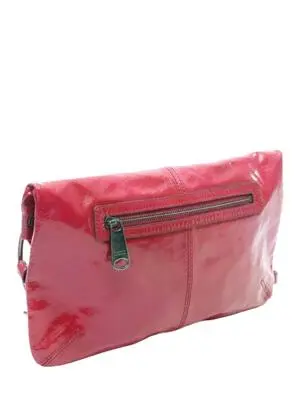 Burberry 2000s Patent-finish Leather Shoulder Bag - Red