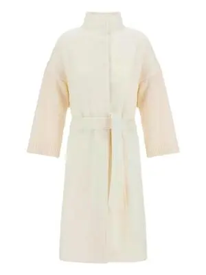 Herno Belted Turtleneck Cardigan - Neutrals