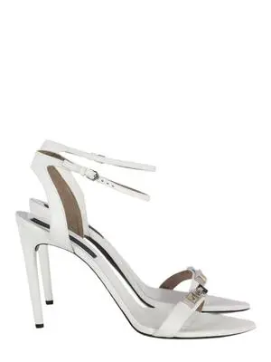 PROENZA SCHOULER Proenza Schouler White Leather Geometric Hardware Ankle-Strap Stiletto Sandals