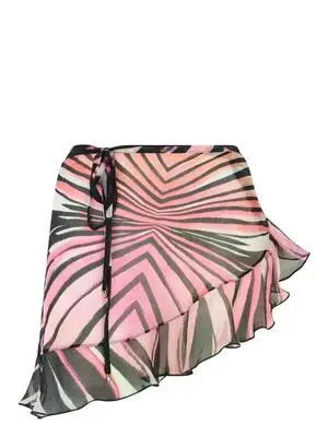 Roberto Cavalli Ray Of Paradise Ruffled-trim Mini Skirt - Pink