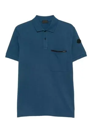 Moncler Logo-patch Chest-pocket Polo Shirt - Blue