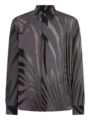 Roberto Cavalli Zebra-print Semi-sheer Shirt - Grey