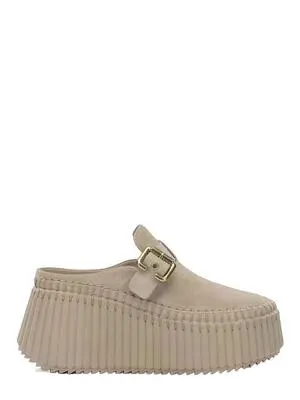 Chloé Platform Mules With Buckle Detail - Neutrals