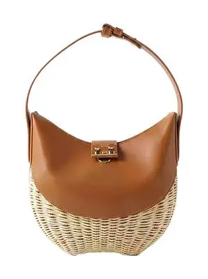 RODO Rodo Small Paris Wicker And Leather Tote Bag