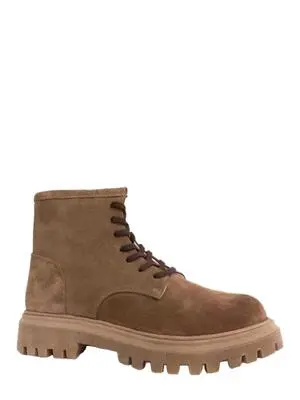 SERGIO MORETTI FIRENZE Lace-up Suede Ankle Boots - Brown