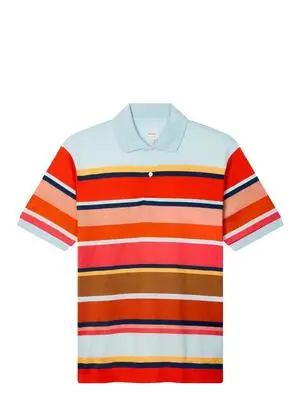 Paul Smith Bold Stripe Cotton Polo Shirt - Orange