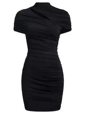Balmain Balmain Draped Jersey Bodycon Dress Black