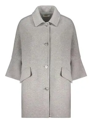 Fedeli Single-breasted Wide-sleeve Coat - Grey