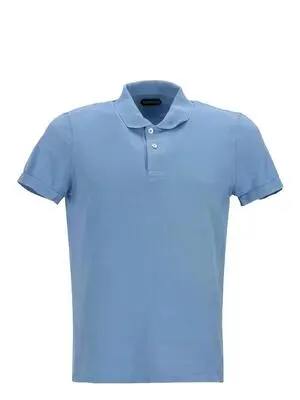 TOM FORD Piqué Short-sleeve Polo Shirt - Blue