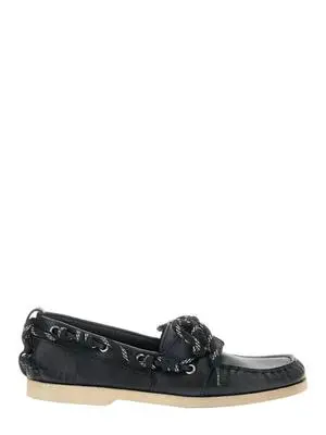 GOLDEN GOOSE Lace-up Leather Loafers - Black
