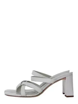 By Far Cross-strap Leather Heeled Sandals - White