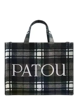 PATOU Medium Check Logo-print Tote Bag - Grey