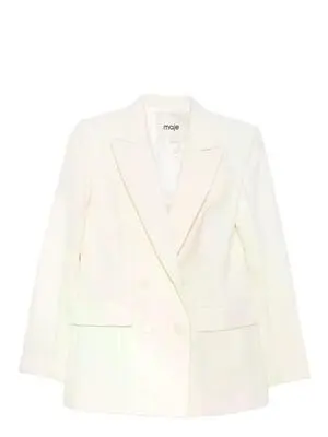 Maje Double-breasted Peak-lapel Blazer - Neutrals